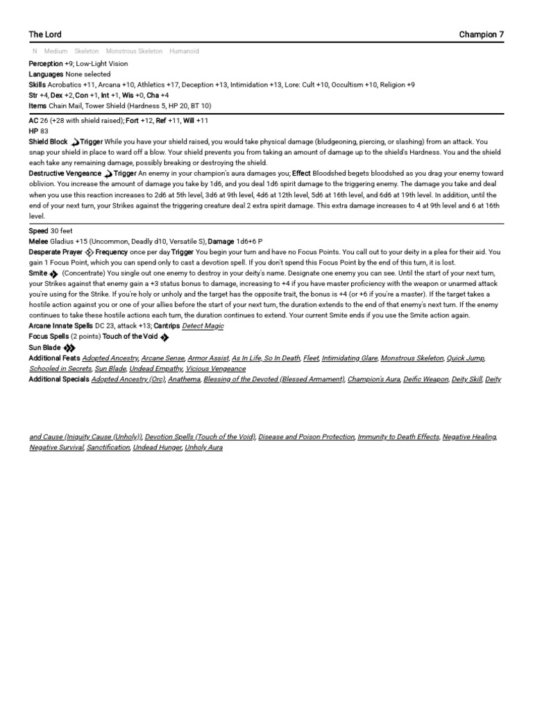 Pathbuilder 2e New Character | PDF