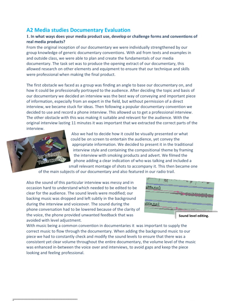 A2 Media Studies Documentary Evaluation 2 Final | PDF | Documentary ...