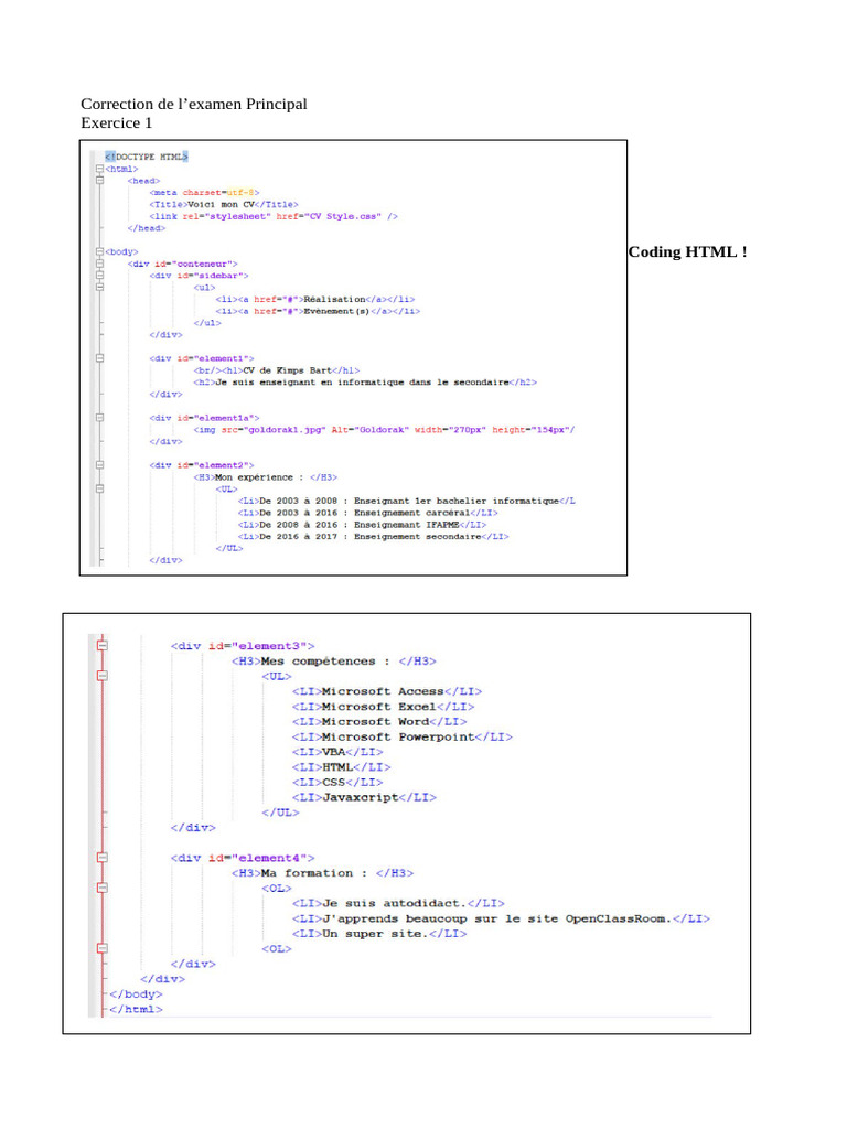 HTML & CSS Exam Solutions | PDF