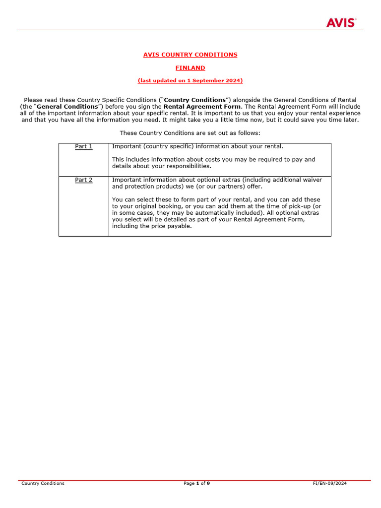 Country Specific Conditions | PDF | Fee | Driver's License