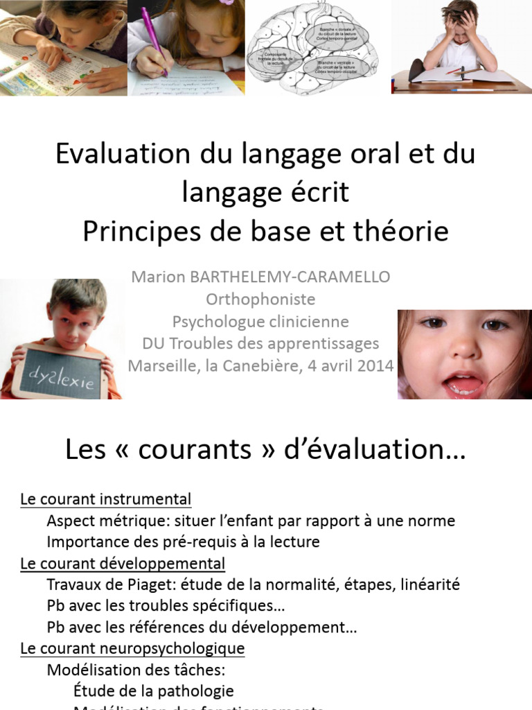 Évaluation du langage oral et écrit | PDF | Dyslexie | Neuropsychologie