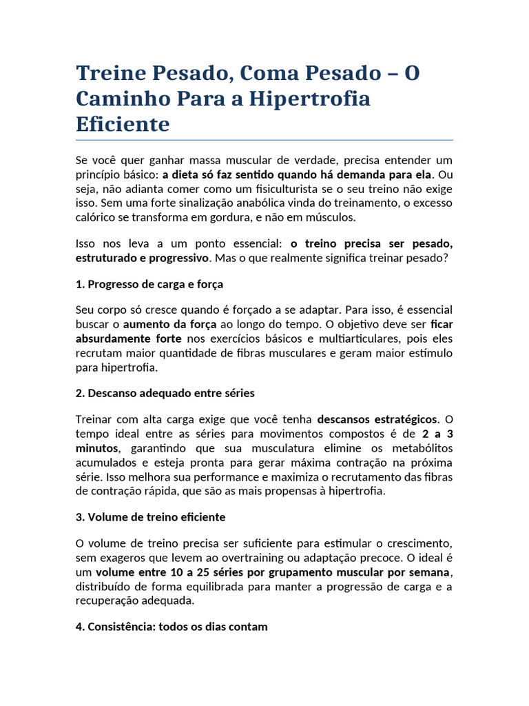 Treine Pesado, Coma Pesado - O Caminho para A Hipertrofia Eficiente ...