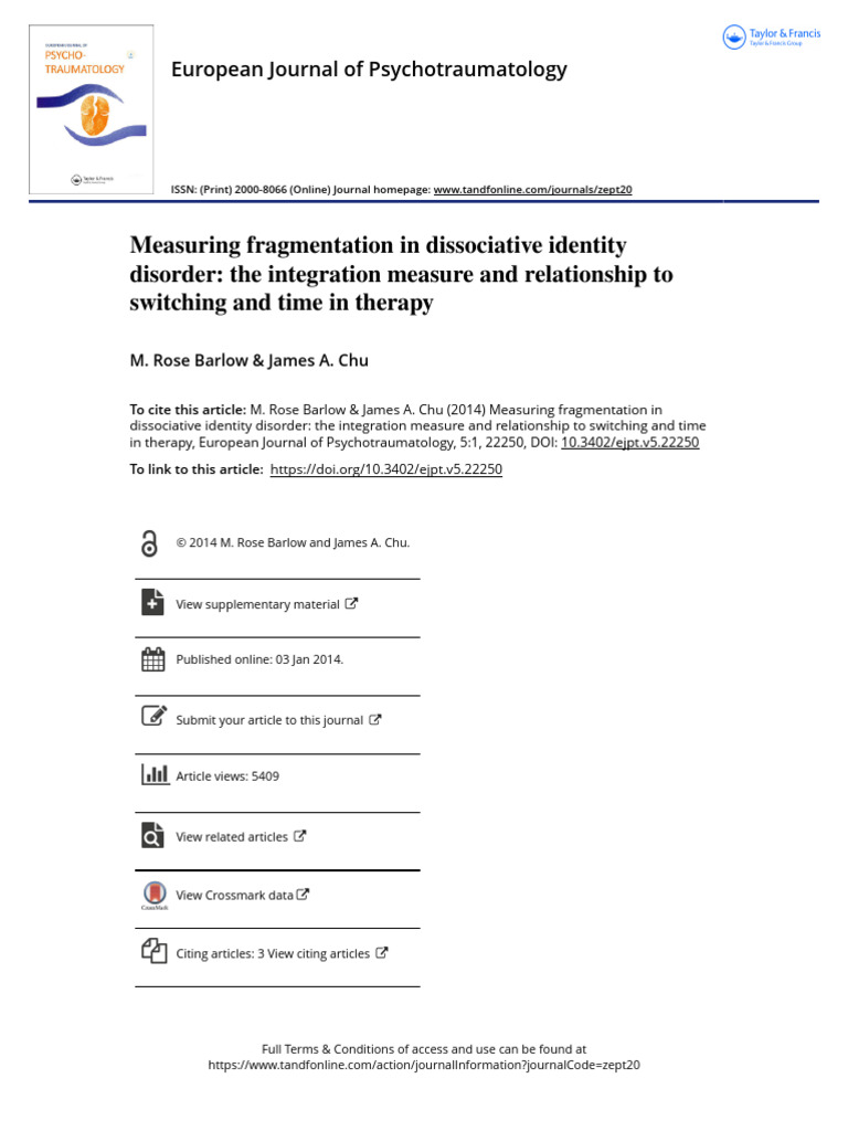 Measuring Fragmentation in Dissociative Identity Disorder The ...