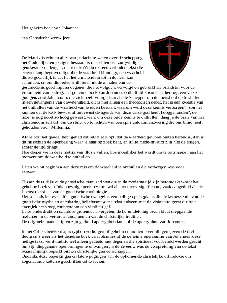 Het Geheim Boek Van Johannes | PDF