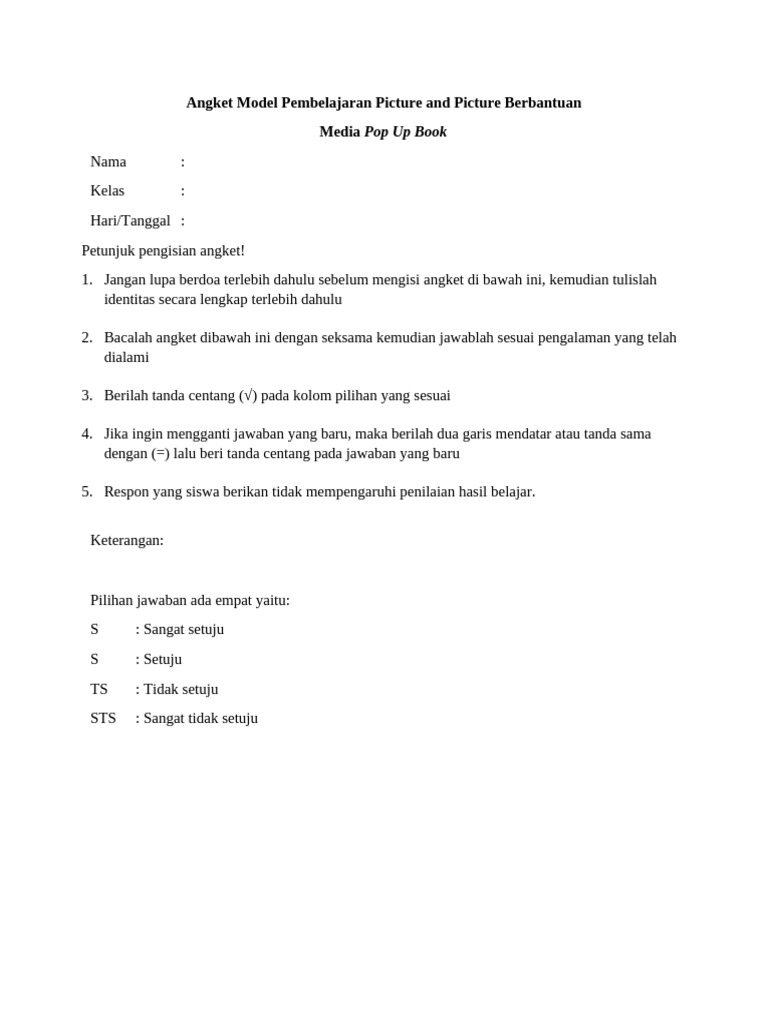 Angket Skripsi Heni 2025 | PDF