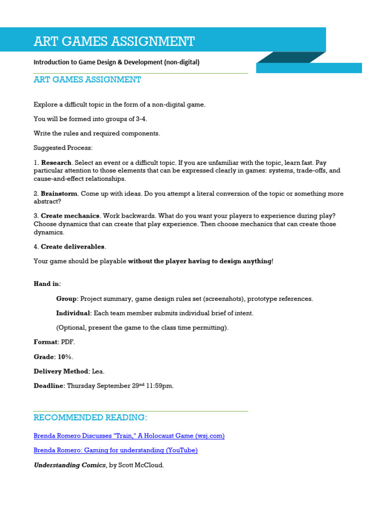 C04 - Assignment - Art Game | PDF