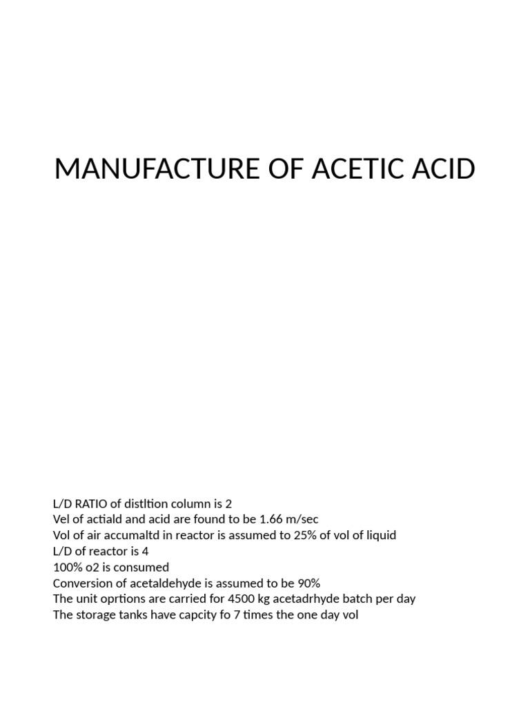 Manufacture of Acetic Acid | PDF