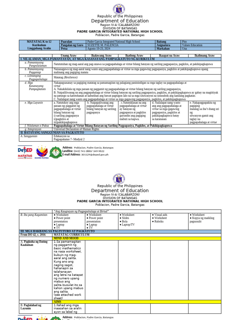 Unang Markahan-Ikatlong Linggo | PDF