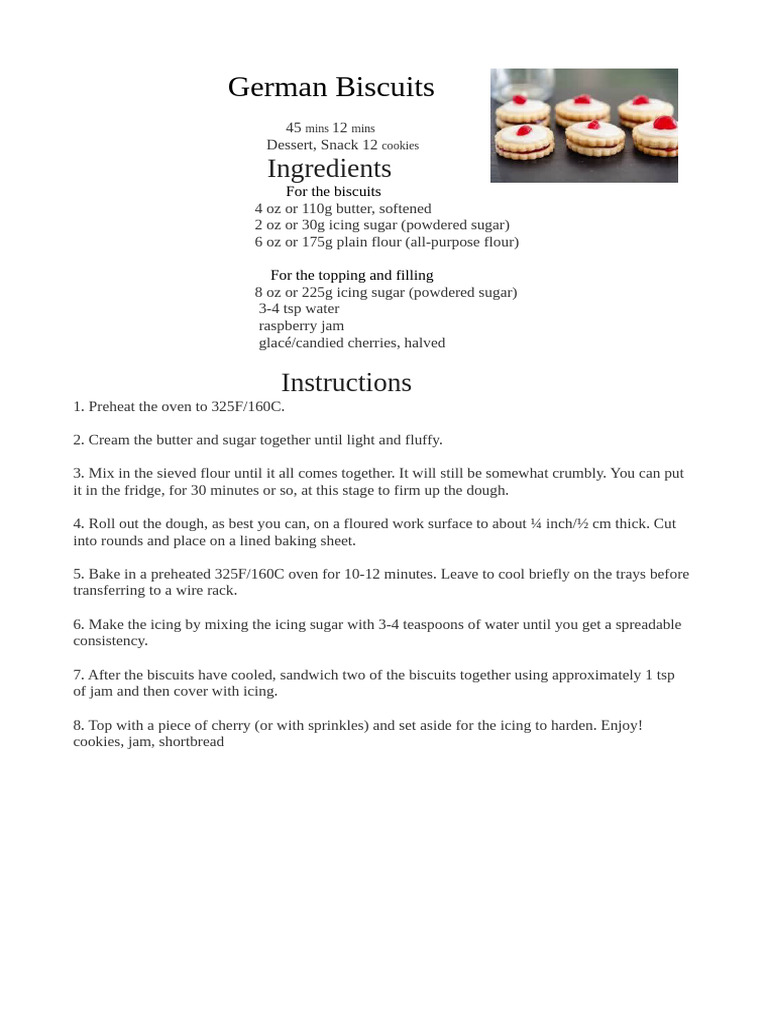 Avoca German Biscuit Recipe | PDF