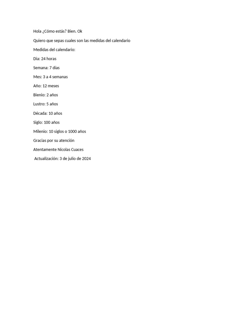 Medidas del Calendario Explicadas | PDF