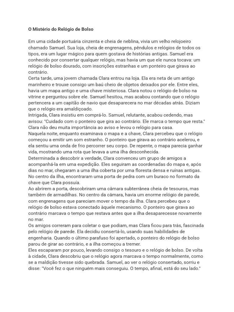 O Mistério do Relógio de Bolso | PDF | Relógio