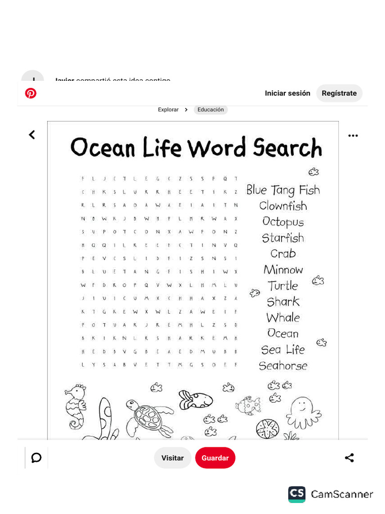 Party Ideas For Finding Dory - Ocean Words, Fun Classroom Activities ...