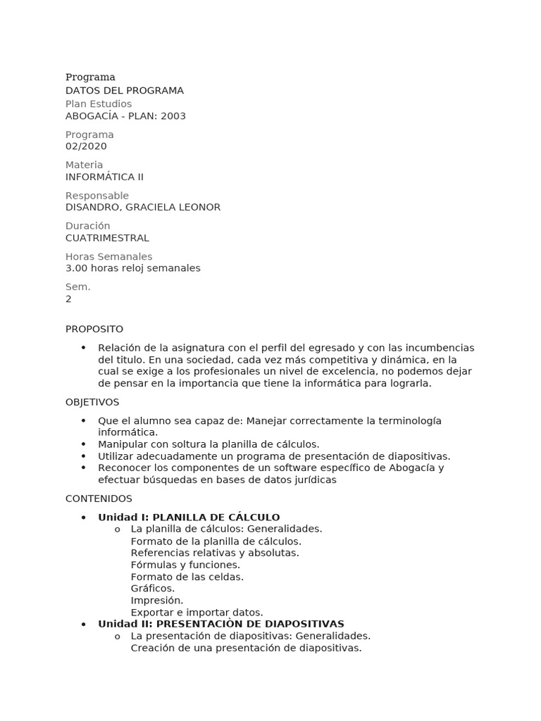 II-Programa Informatica 2 | PDF | Bases de datos | Informática