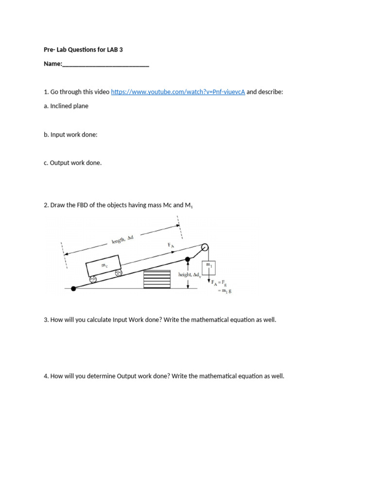 Pre- Lab questions Lab 3 | PDF