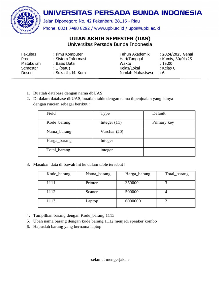 Soal Basis Data | PDF