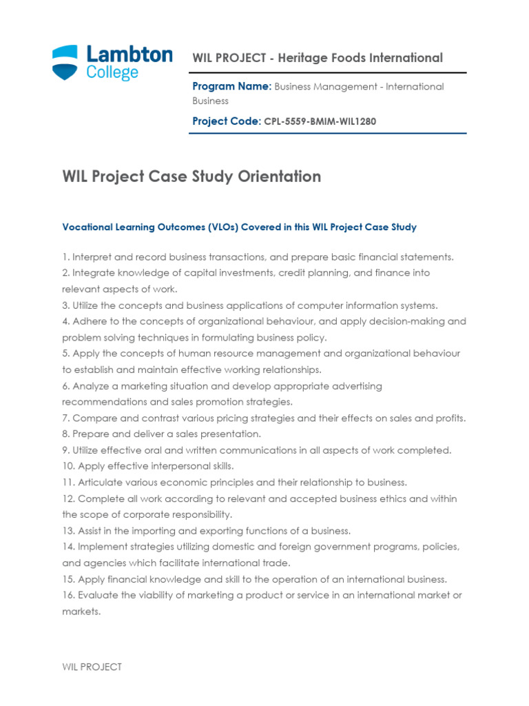 WIL Project: Heritage Foods Overview | PDF | Communication | Sales