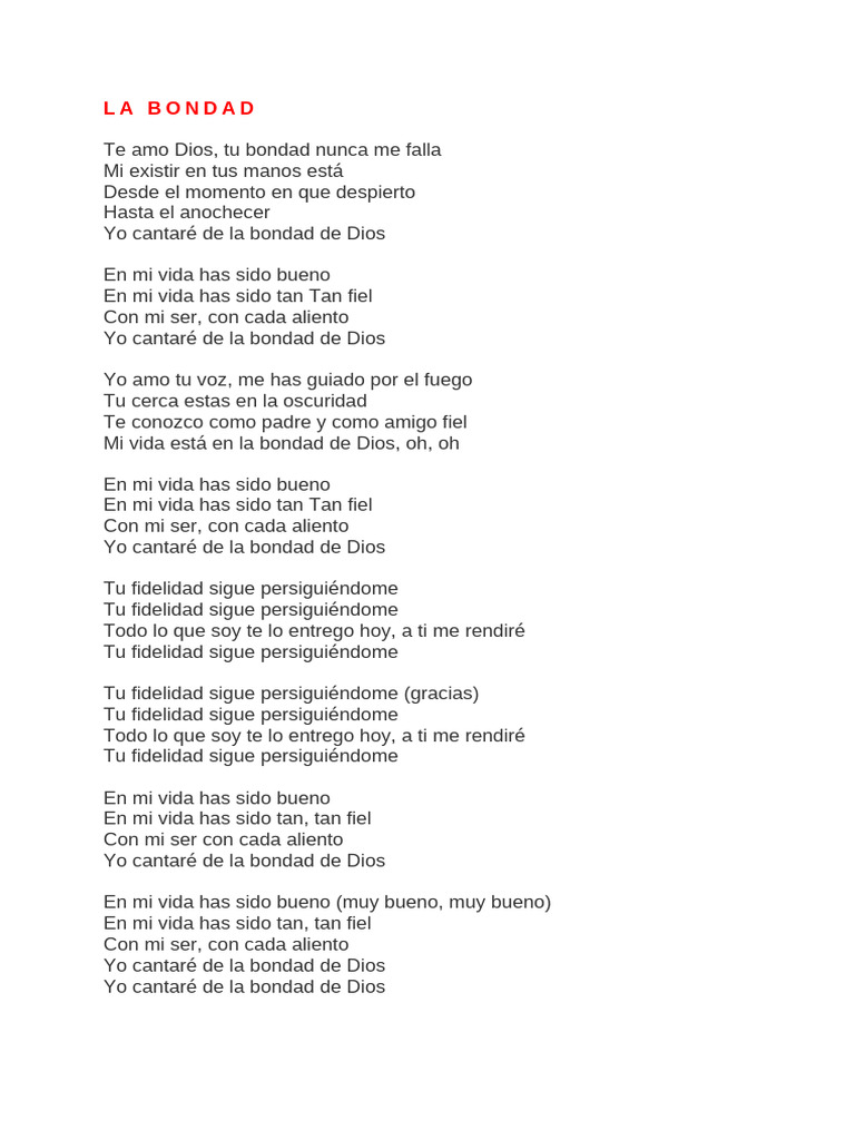 La Bondad Letra | PDF | orador del Señor