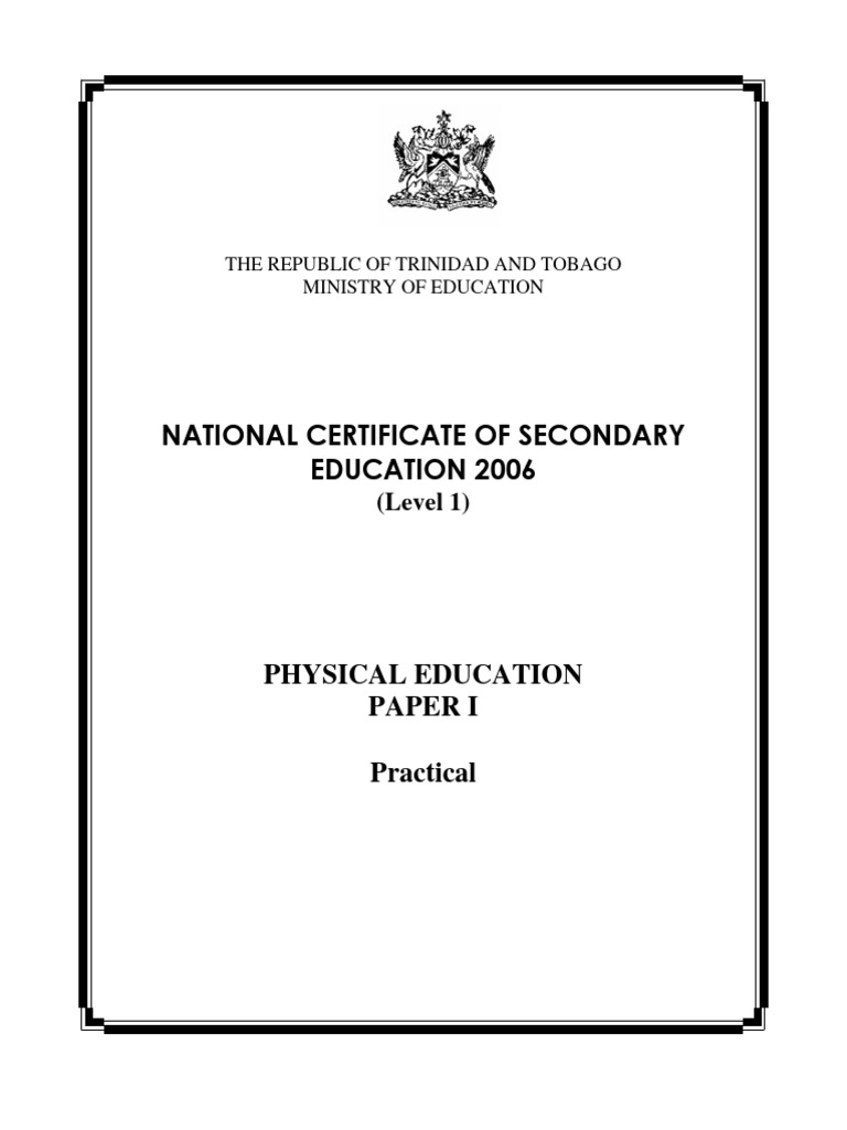 NCSE 2006 Physical Education Paper I Practical | PDF | Sports ...