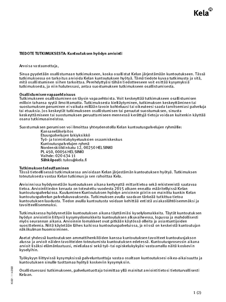 Tiedote Asiakkaalle Ku021 | PDF