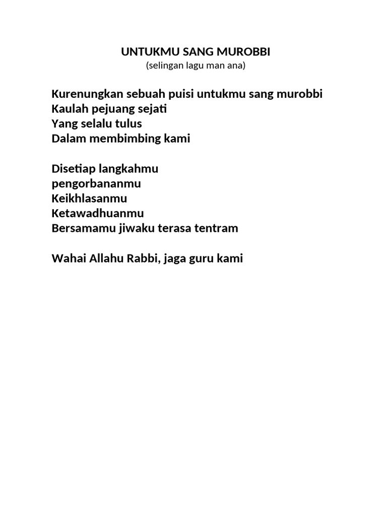 Puisi untuk Sang Murobbi Sejati | PDF