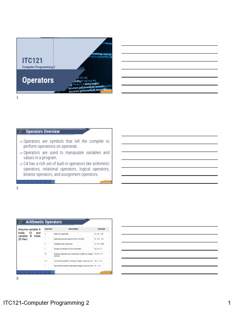 Week2-Operators | PDF | Boolean Data Type | Theory Of Computation