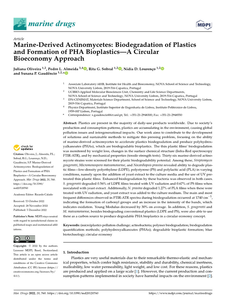 Oliveira Et Al. - 2022 - Marine-Derived Actinomycetes Biodegradation of ...