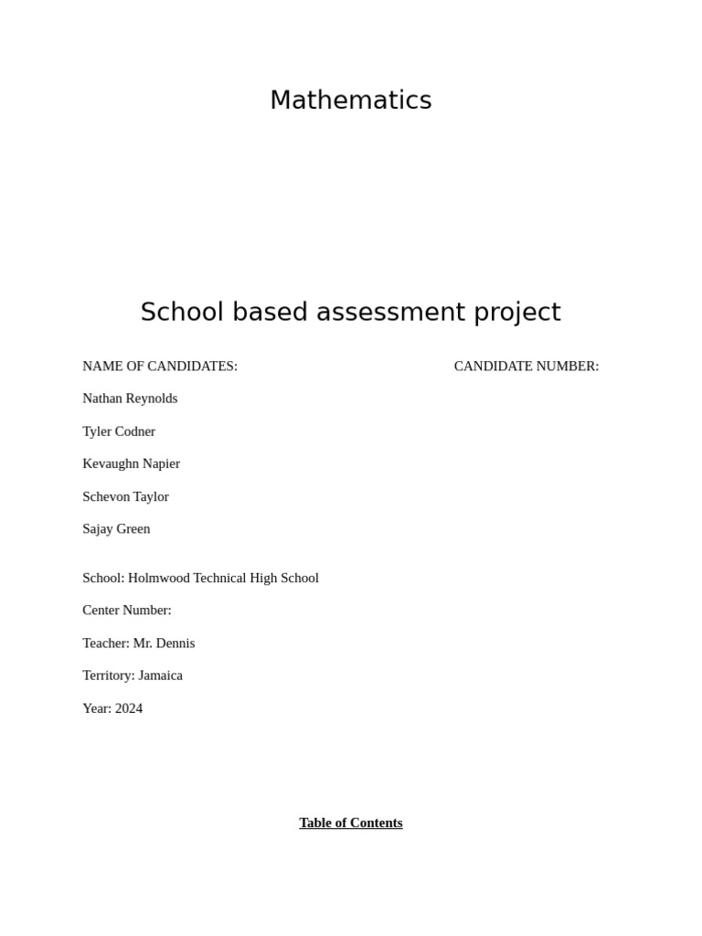 Mathematics Sba | PDF