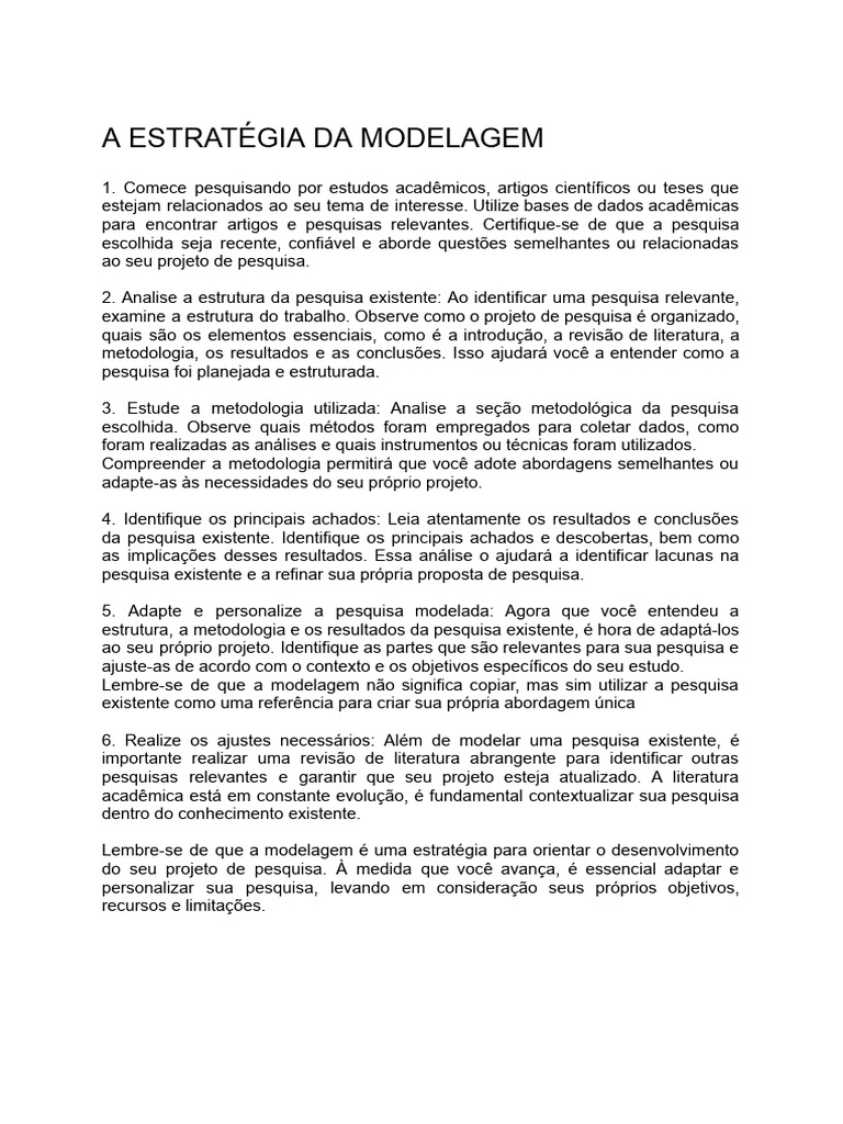 A Estrat Gia Da Modelagem | PDF