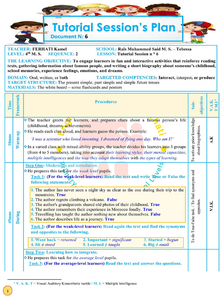 4th M S, Tutorial Sessions, Seq 2, Lesson 6, 24 25 For Telegram | PDF