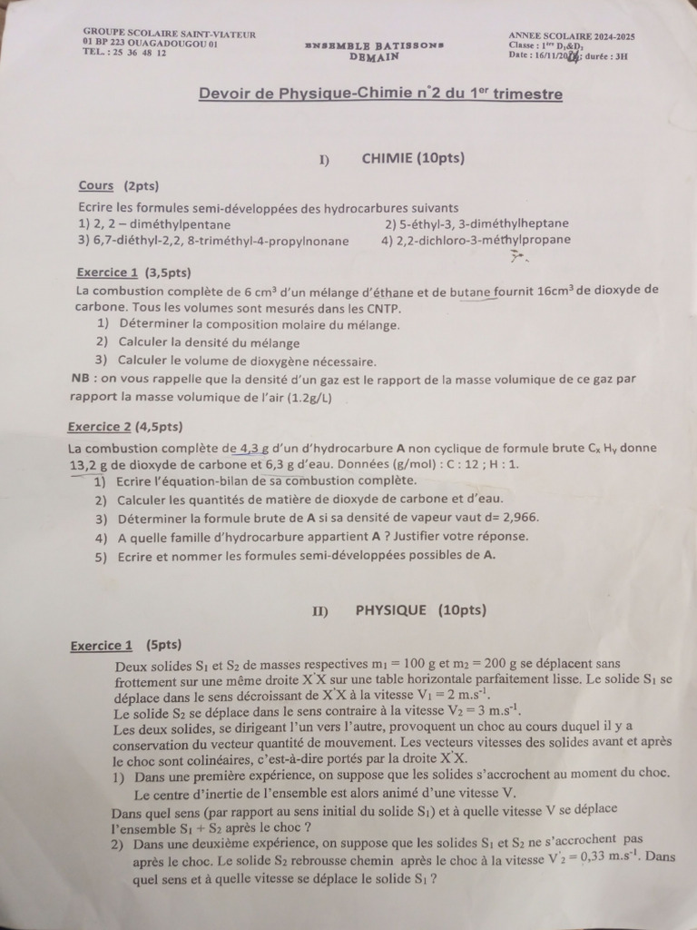 Devoir de PC PDF | PDF