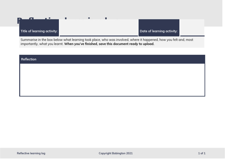 Reflective Learning Log (1) 3 | PDF