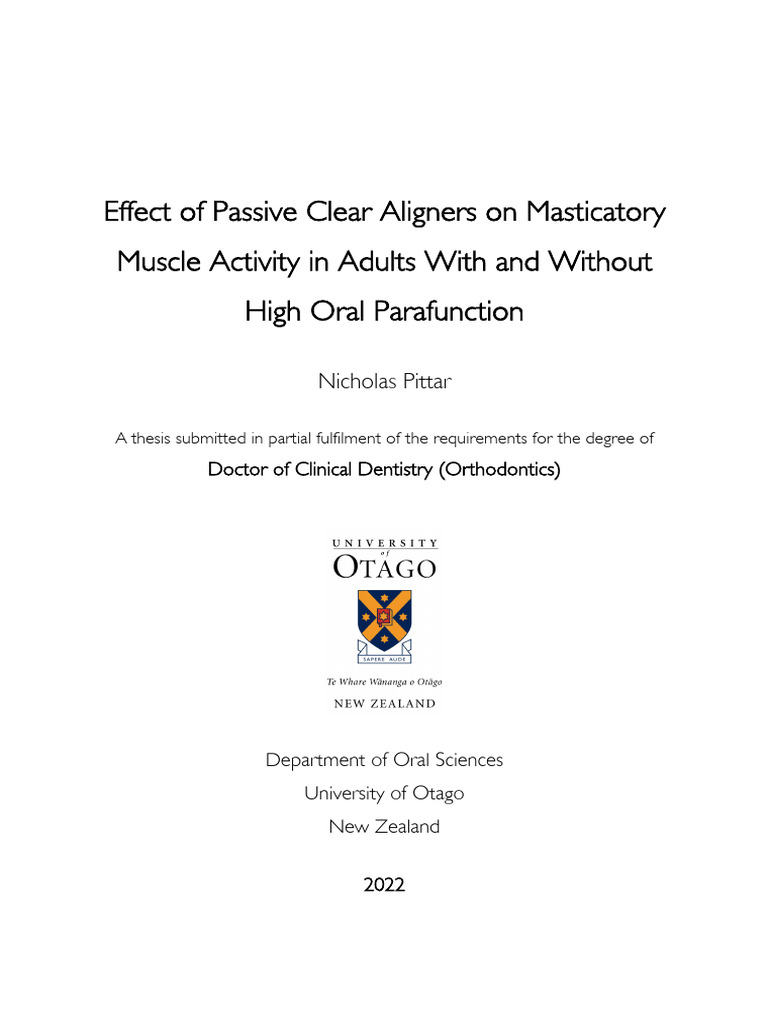 Effect of Passive Clear Aligners On Masticatory Muscle Activity in ...
