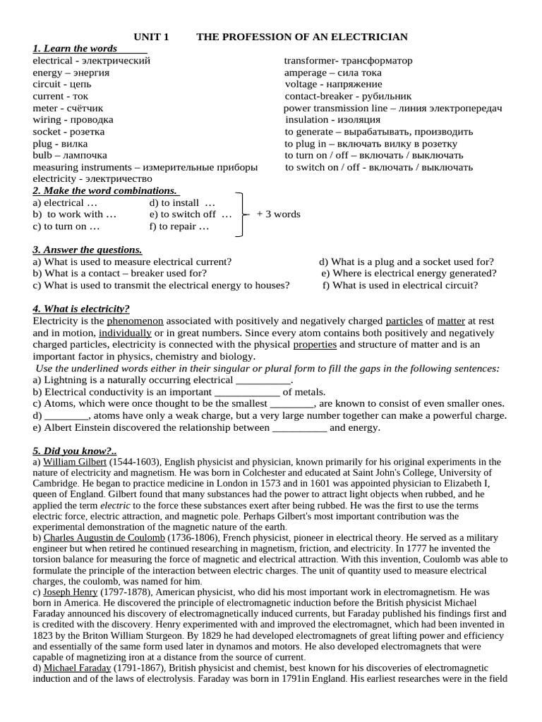 The Profession of An Electrician | PDF | Series And Parallel Circuits ...