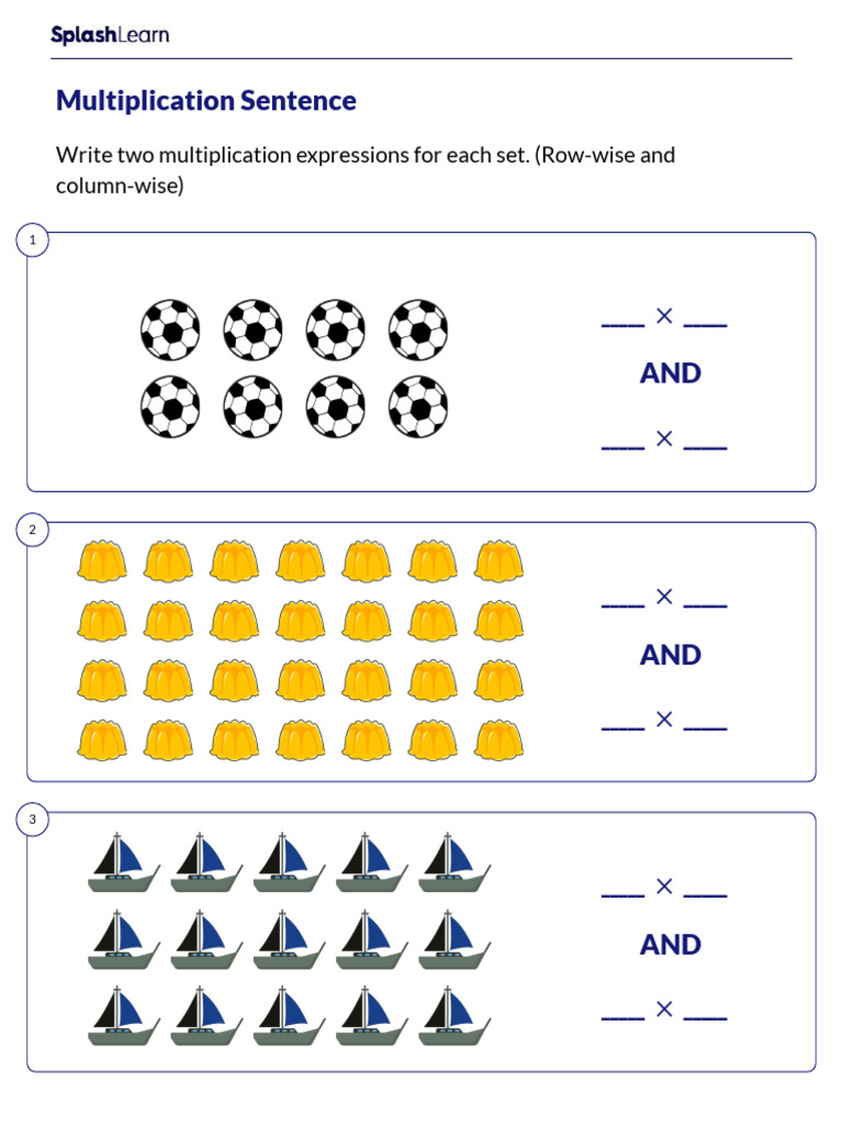 Two Multiplication Sentences For An Array Worksheet | PDF