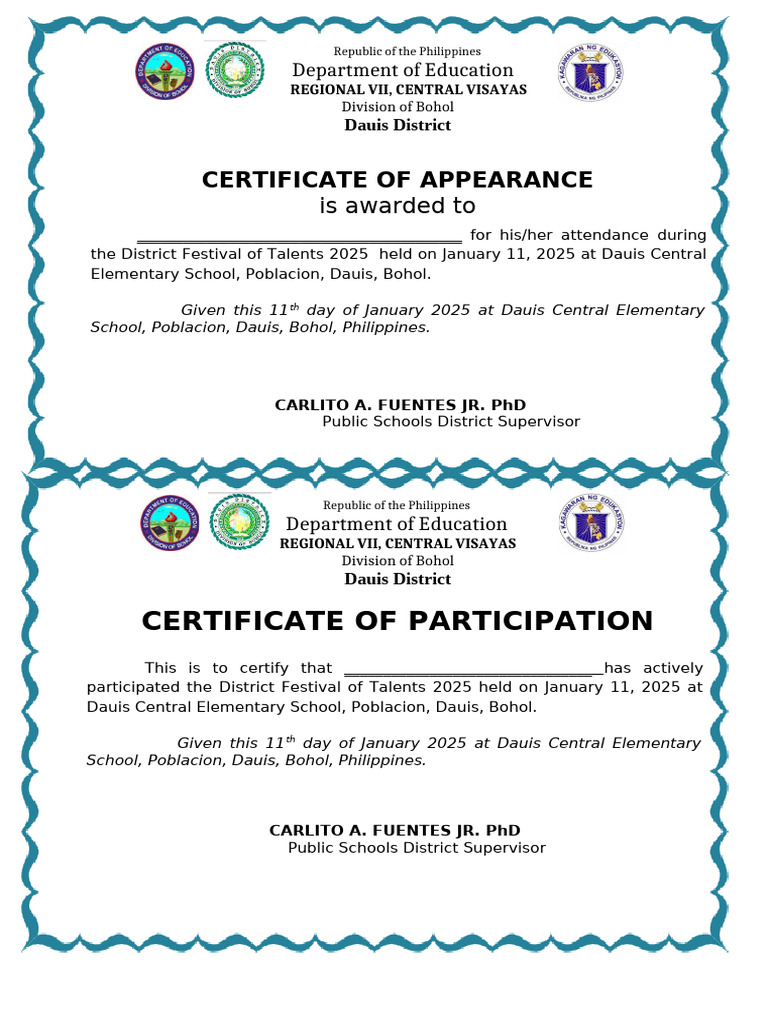 Certificate of Participation - DFOT | PDF