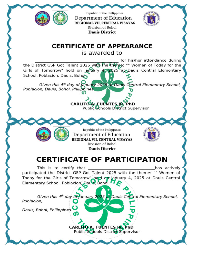 Certificate of Participation - GSP | PDF