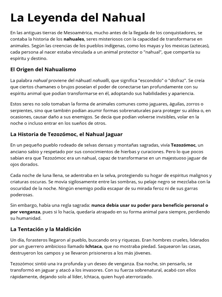 La Leyenda Del Nahual | PDF