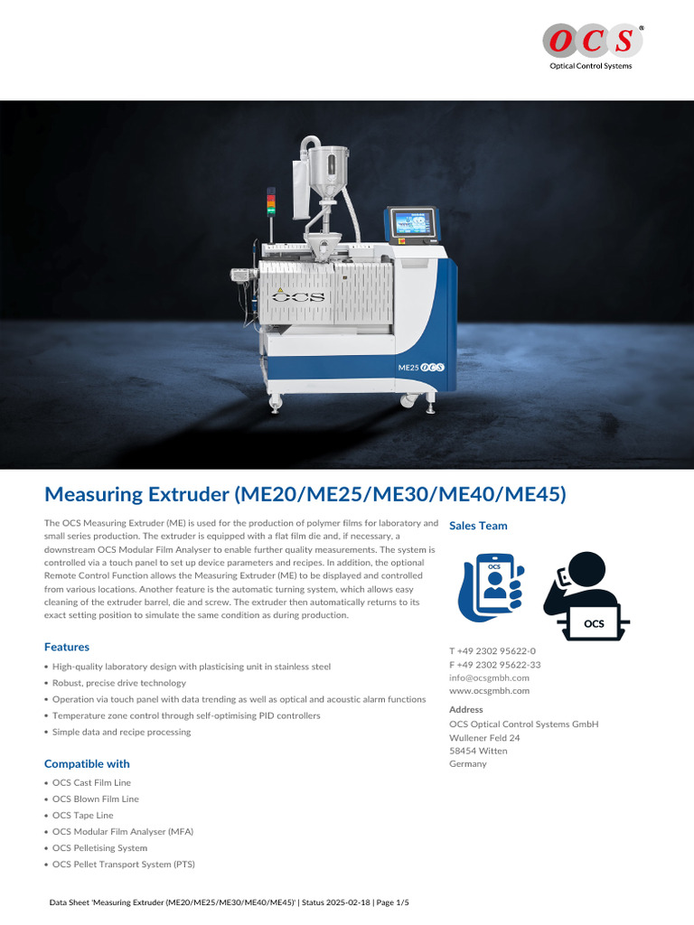Product Measuring Extruder ME20ME25ME30ME40ME45 | PDF | Extrusion ...