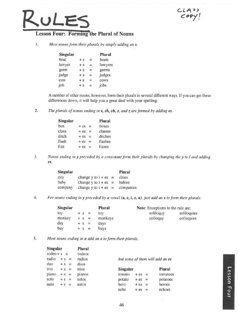 Rule For Plural S | PDF