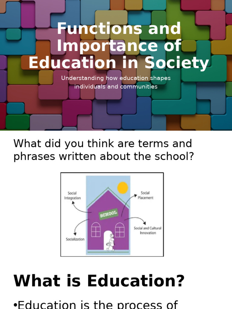 Functions and Importance of Education | PDF | Self Actualization ...