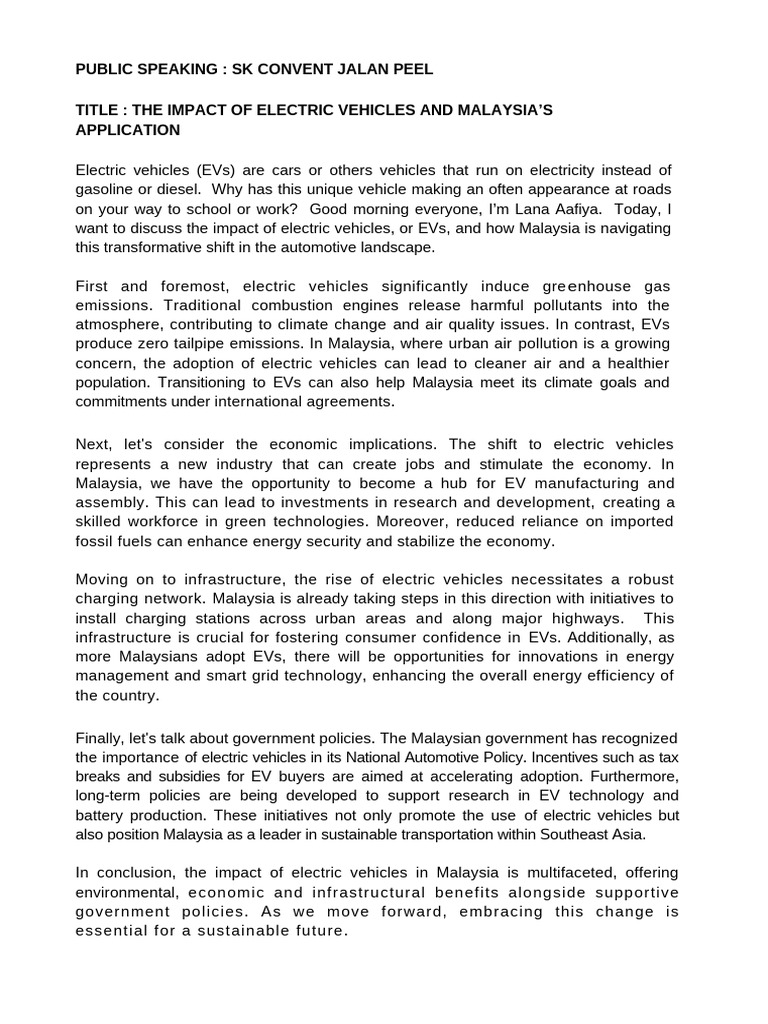 Electric Vehicles' Impact on Malaysia | PDF | Electric Vehicle ...