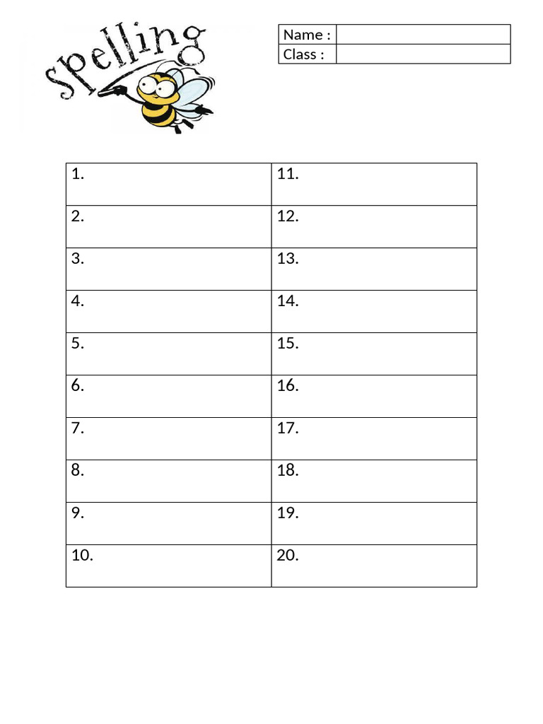 Spelling Form | PDF