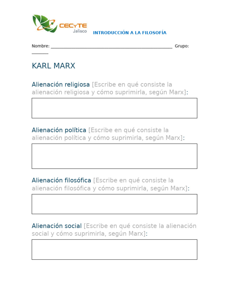 Alienación según Karl Marx | PDF