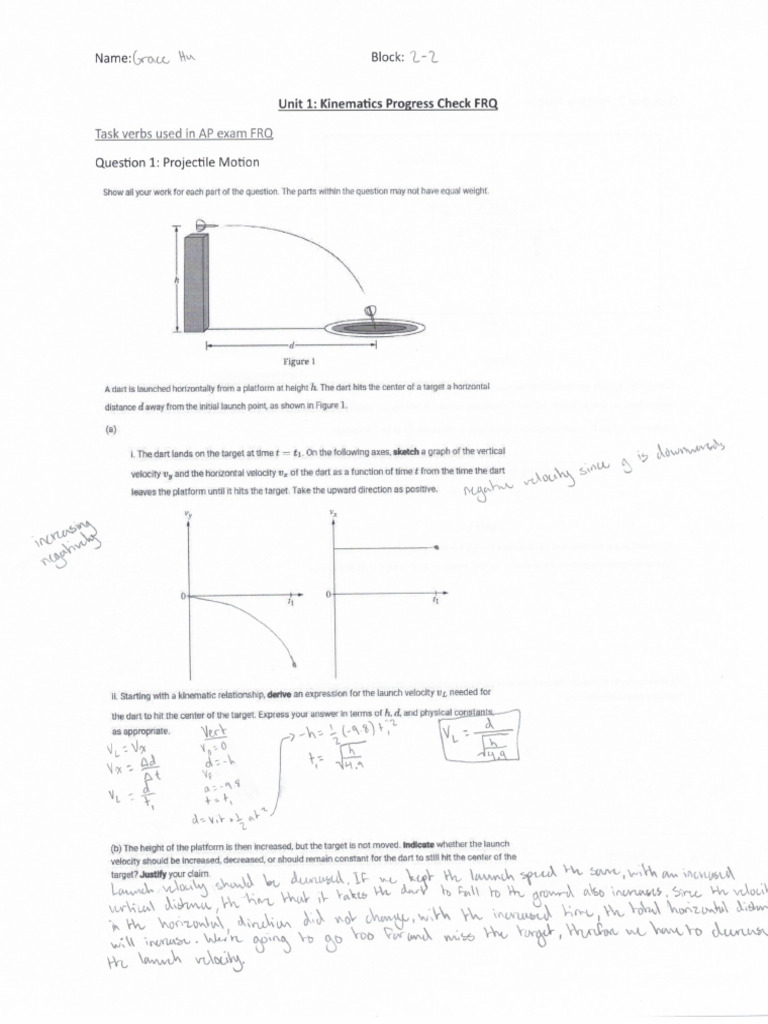 Kinematics Free Response Questions | PDF