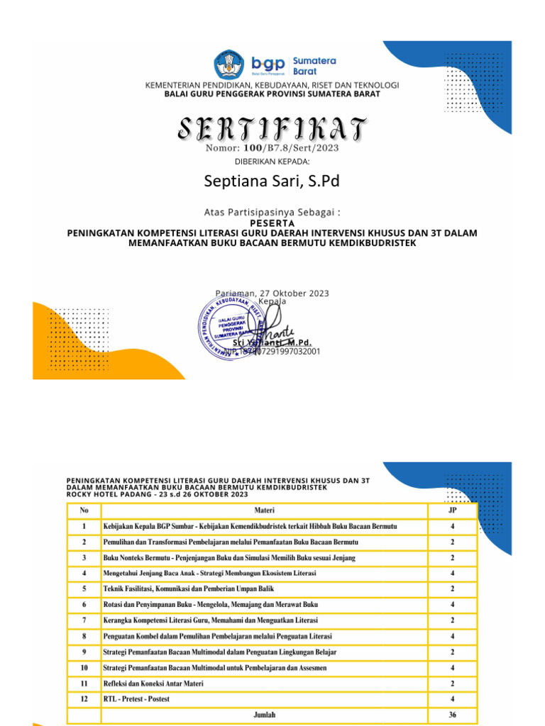 Sertifikat Seminar | PDF