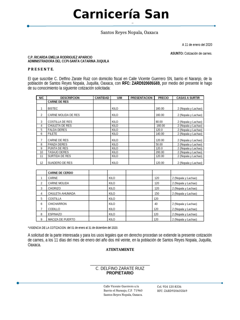 Cotizaciones Delfino 2 | PDF | filete | Alimentos