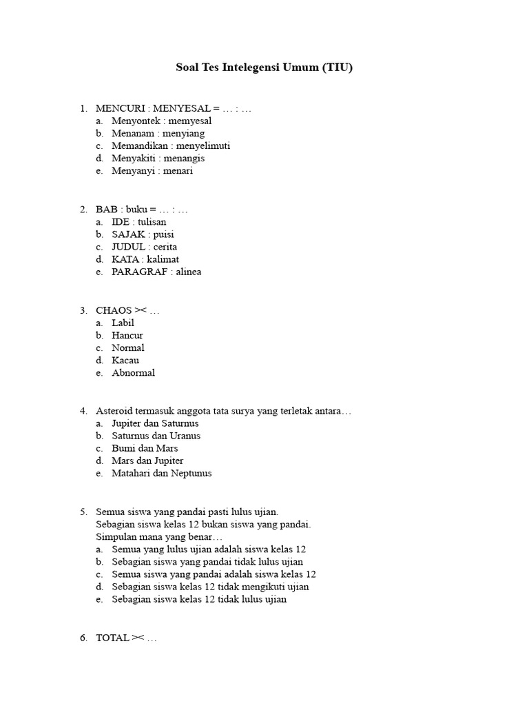 Soal TIU | PDF