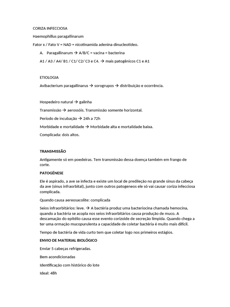 Aula 4 - Coriza Infecciosa | PDF