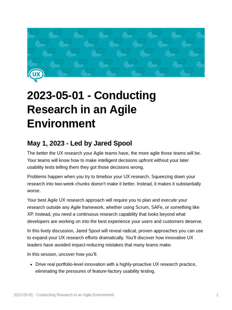 2023-05-01 Conducting Research in An Agile Environment | PDF | Agile ...