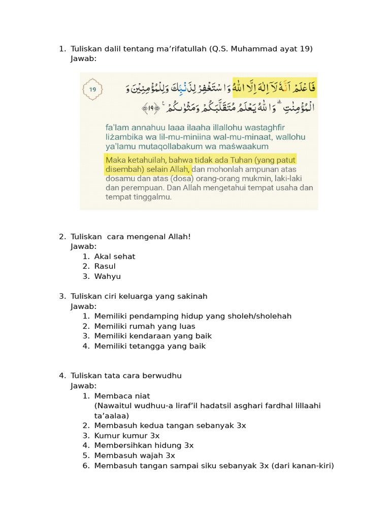 Bahan Ajar UTS Agama | PDF